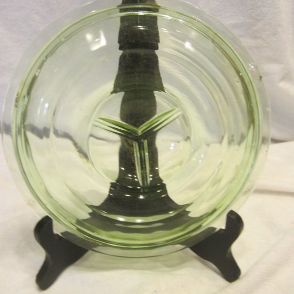 HOCKING GLASS CO | Accents | Vtg Green Glass Lid Round Depression Glass ...